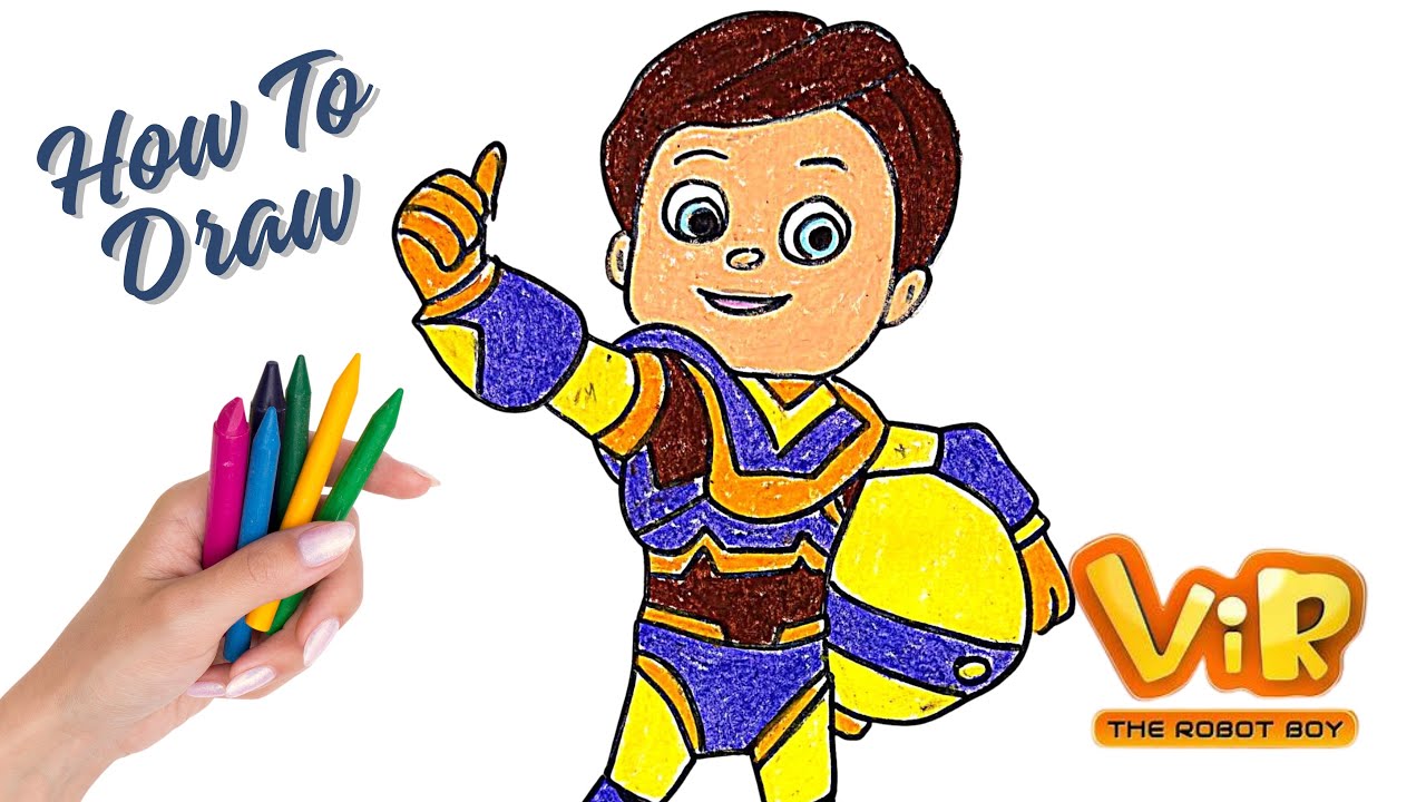 How to draw Vir The Robot Boy || Easy drawing for kids - YouTube