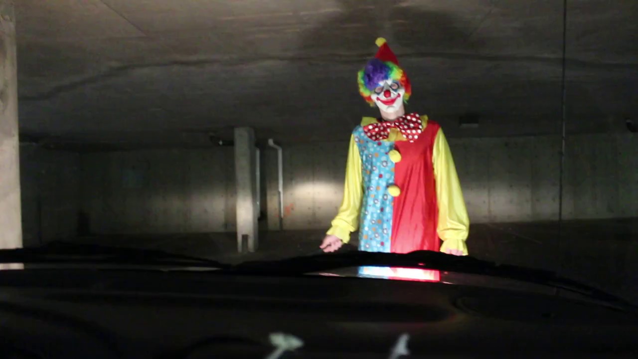 Clown Hit By Car In Parking Garage - YouTube