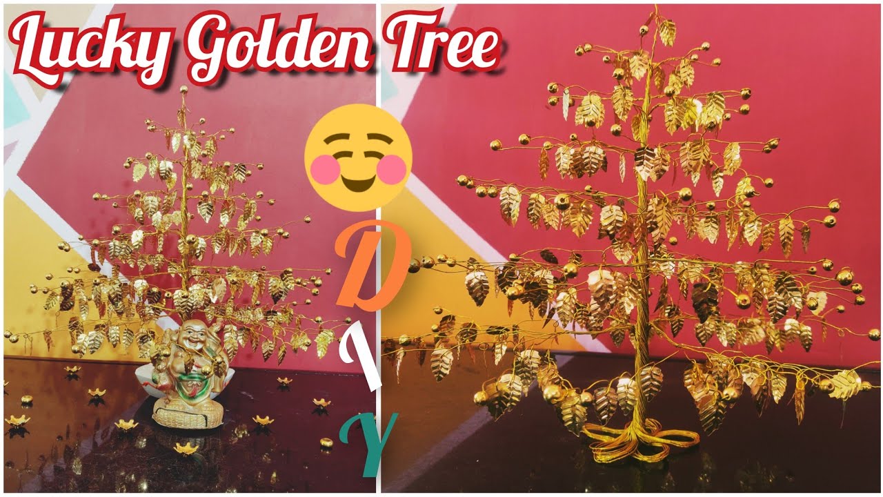 How To Make LUCKY Golden Tree Showpiece With Easy Steps| DIY Wire Tree ...