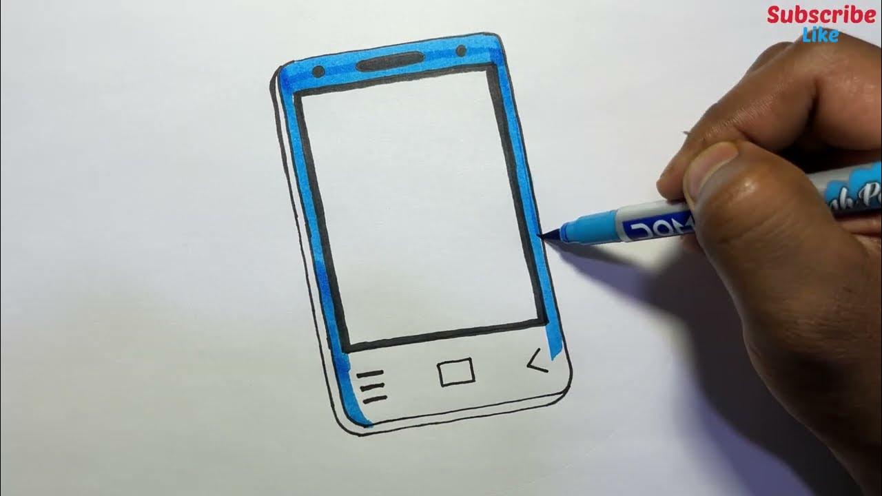 Mobile phone 📲 drawing for beginners/ How to draw a mobile phone ...