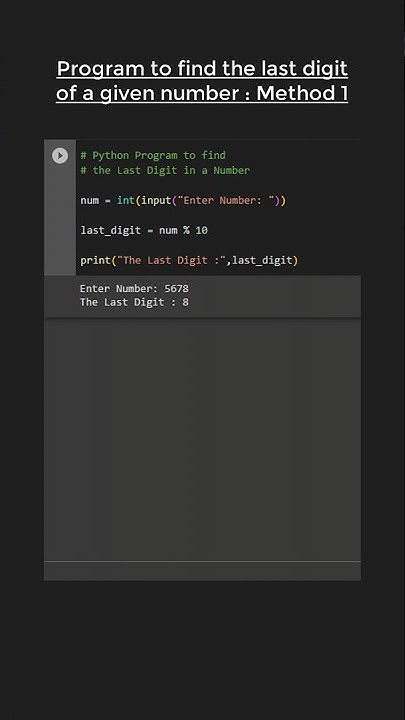 Python Program to find last digit of a given number😎😎 - YouTube