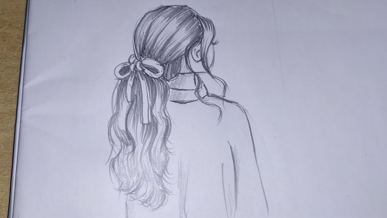 How to draw girl back side view drawing easy step by step for beginners ...