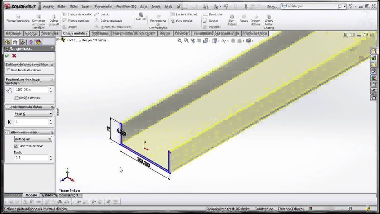 Aula 38- SolidWorks 2013 Chapas metálicas - Flanges Base - Aba ...