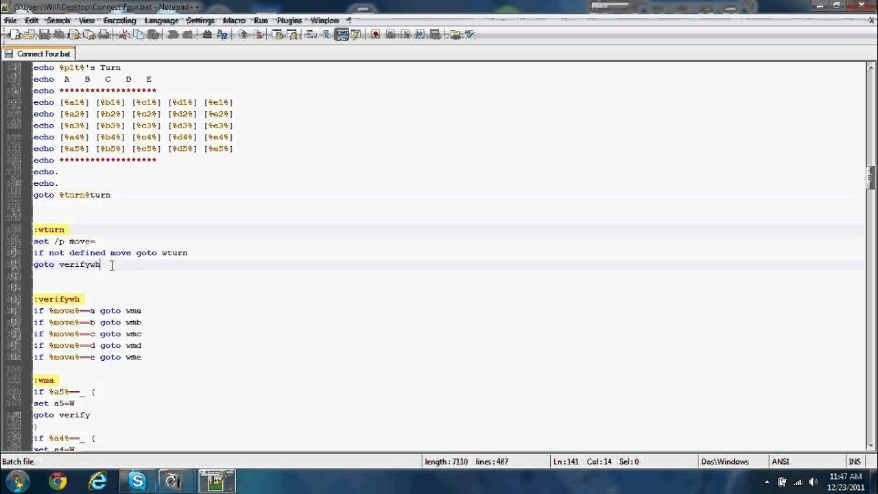 Batch File Game - Connect Four - YouTube