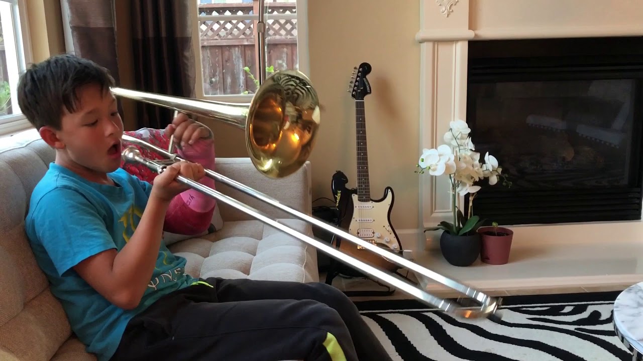 Playing my trombone with a broken arm - YouTube