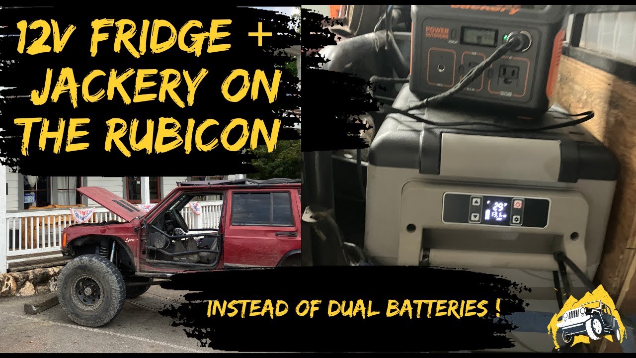 12v Cooler Fridge with Battery (Jackery) and Solar Panel on the Rubicon ...