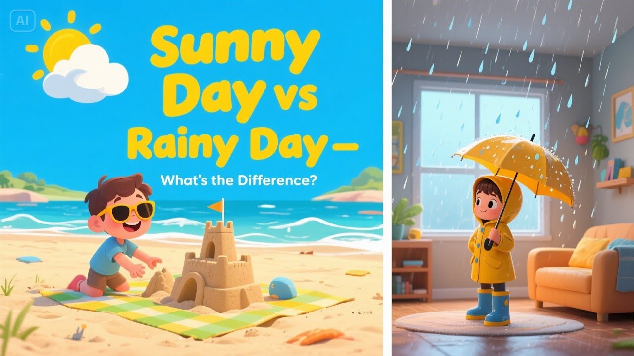Sunny Day vs Rainy Day 🌞🌧️ | Weather for Kids | Fun Learning with Real ...