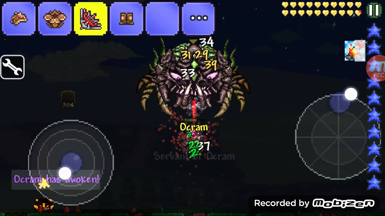 Terraria Android-Wampire Knifes VS Ocram(no armor) - YouTube