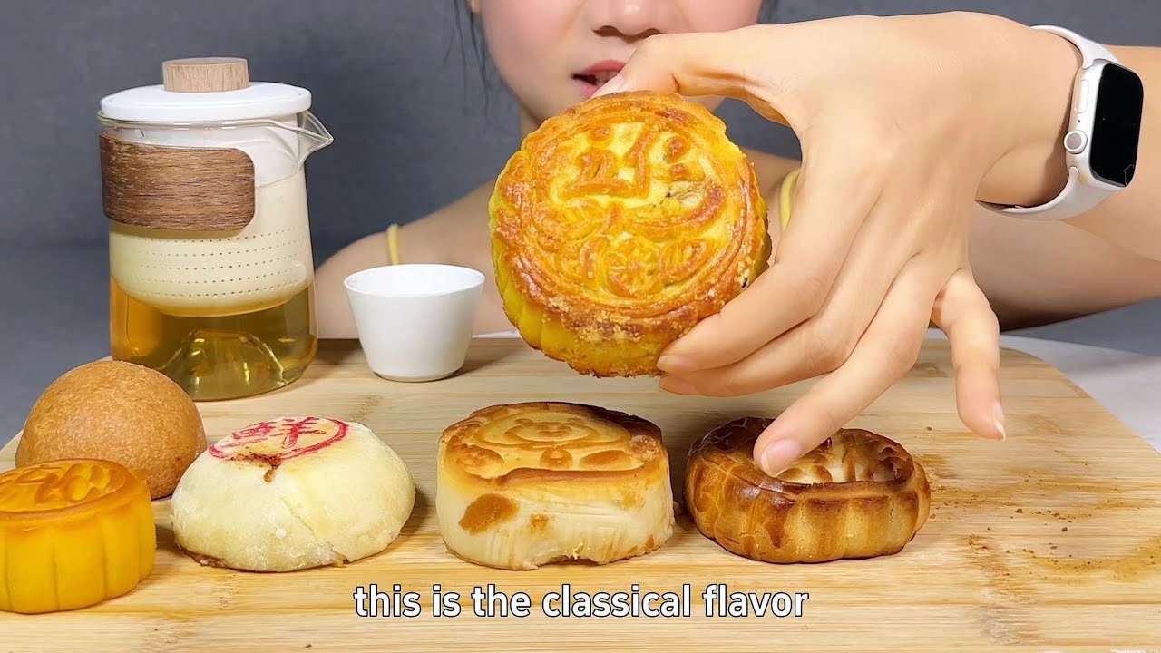 EATING ASMR | 6 FLAVOUR MOONCAKE PLATTER | SOFT STICKY EATING SOUNDS ...