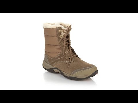 easy spirit Explore 24 Earle Suede LaceUp Puffer Boot - YouTube