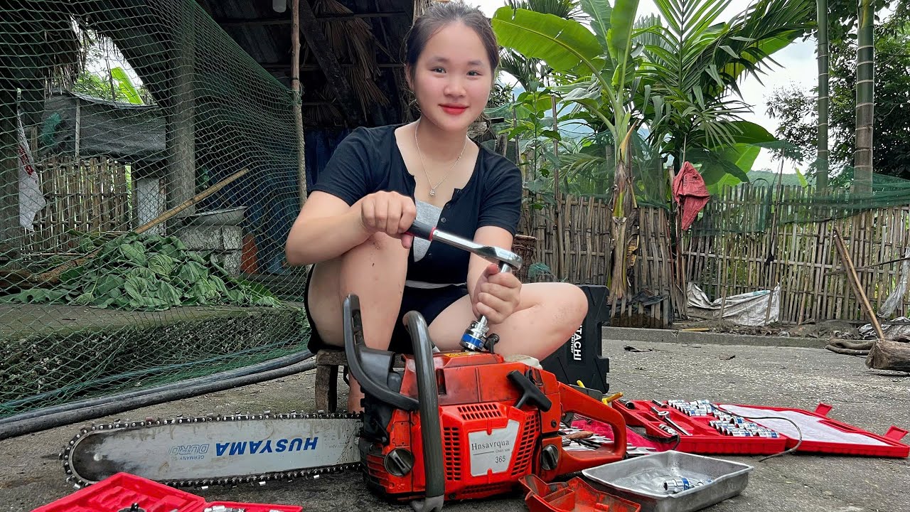 The genius girl repairs and restores the chainsaw. - YouTube