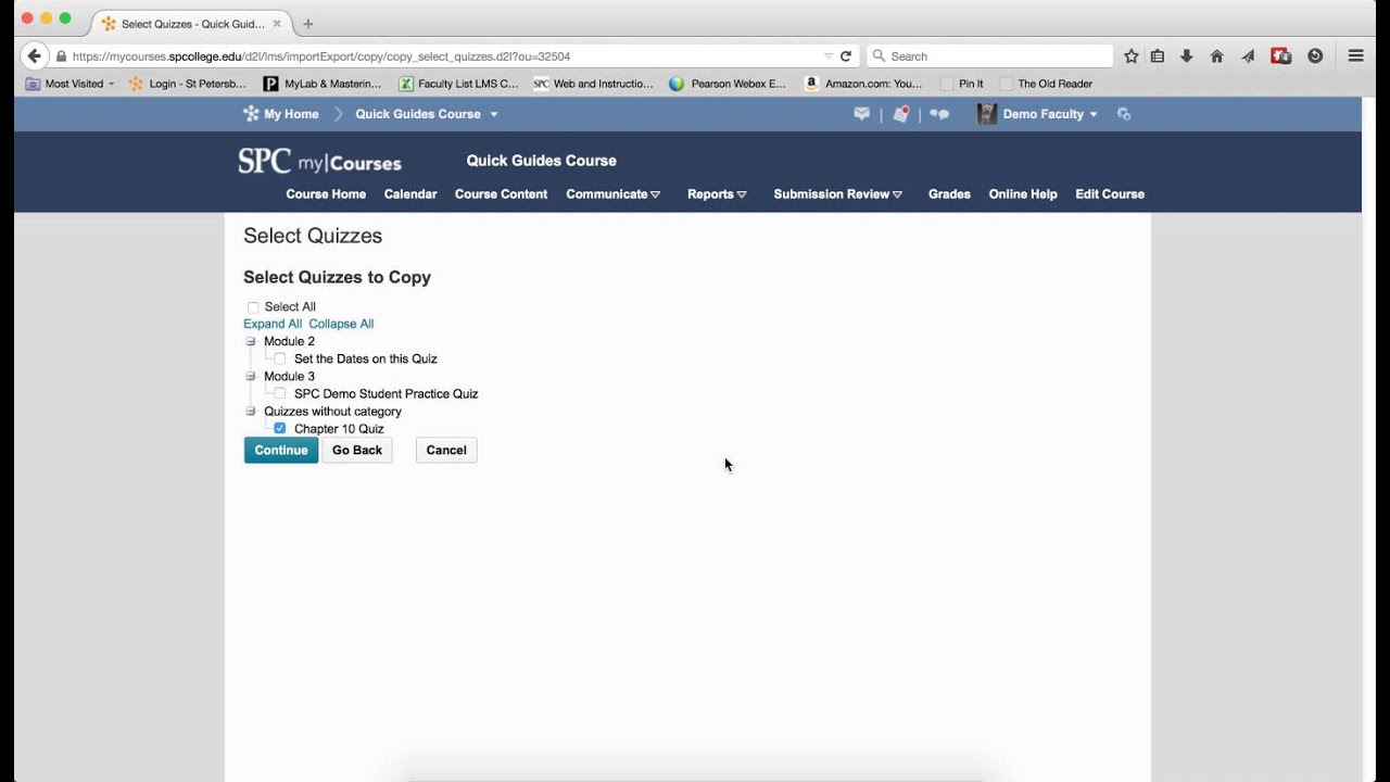 Quick Guide - Copy Course: Copying a Quiz without Images - YouTube