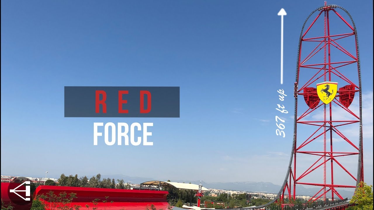 RED FORCE insane launch coaster.. 0-112mph in 5 seconds! Ferrari Land ...