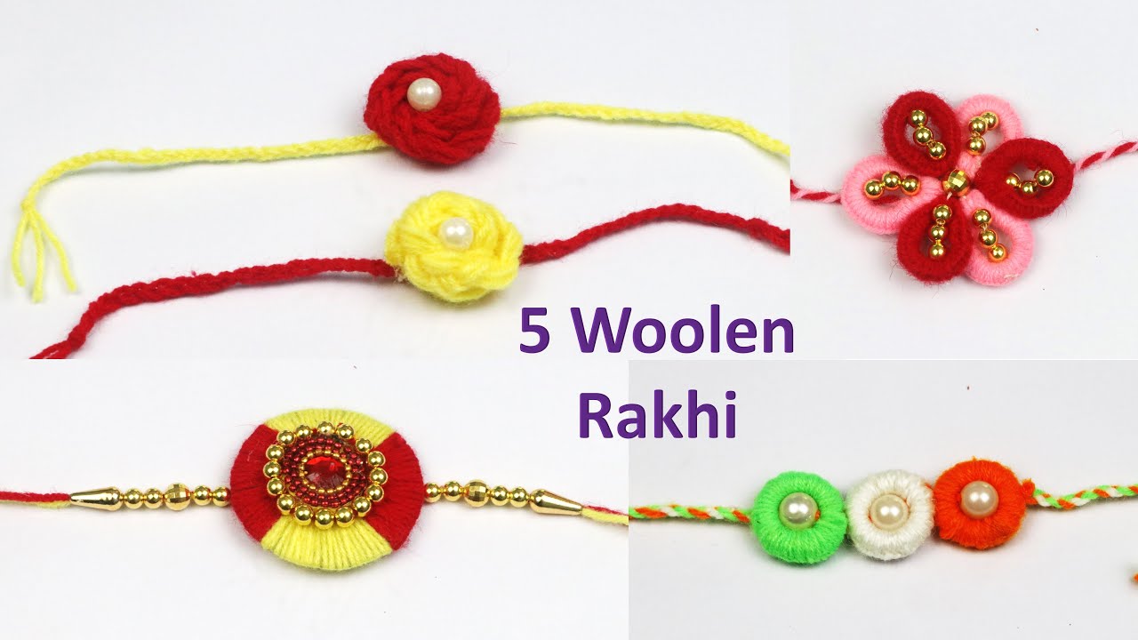 how to make Rakhi || 5 best woolen rakhi making idea || handmade rakhi ...