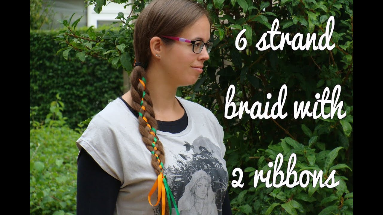 DIY 6 strand braid with 2 ribbons tutorial - YouTube