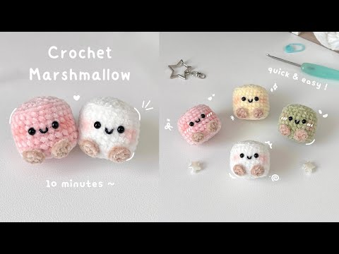 How To Crochet Marshmallow Keychain 🍓 Easy Crochet Tutorial ⭐️ Beginners Friendly 