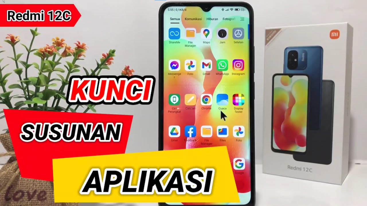 Cara Mengunci Susunan Aplikasi di Layar Utama HP Redmi 12C - YouTube