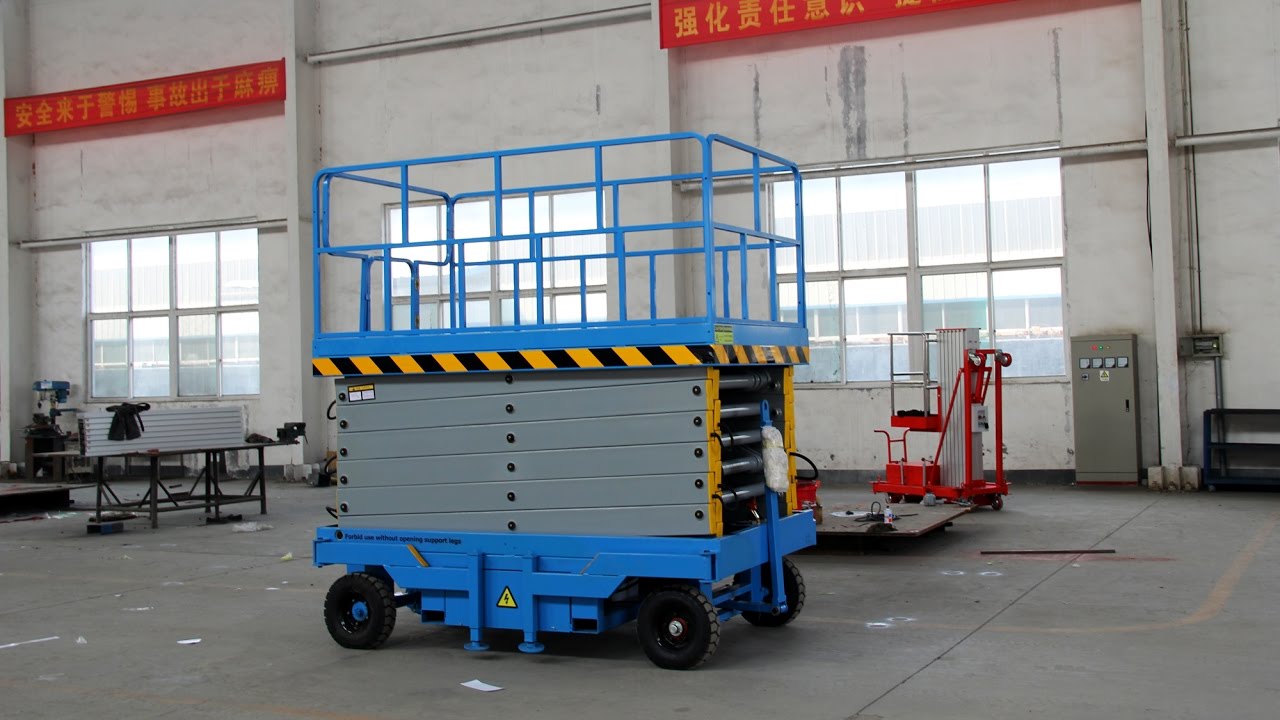 Skystair scissor lift - moving and lifting operation - YouTube