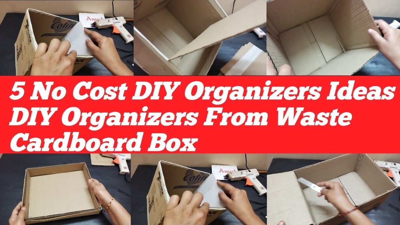 5 DIY Organizers From Waste Cardboard Box - YouTube