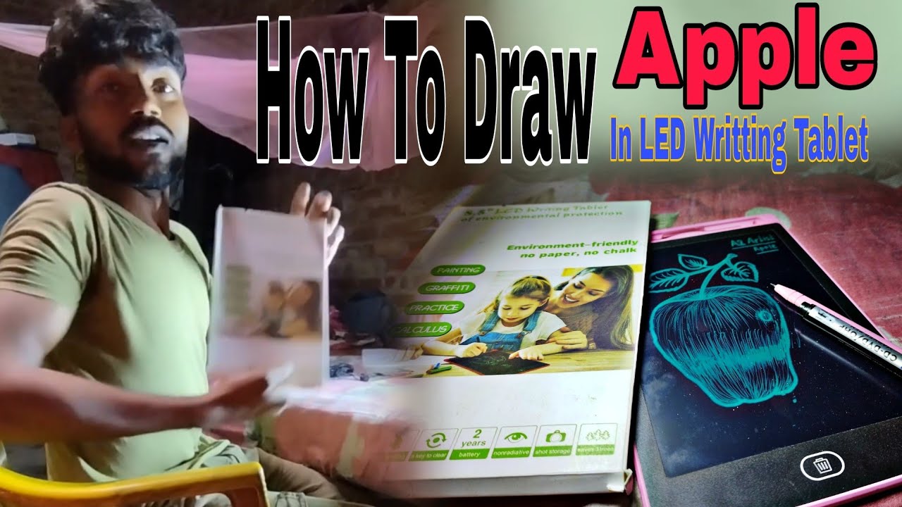 How To Draw 3D Apple in LED Writting step by step #tutorial सेब कि ...