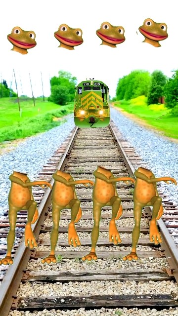 4 equal frog dancing vs funny train driver tom.. funny vfx #shorts # ...