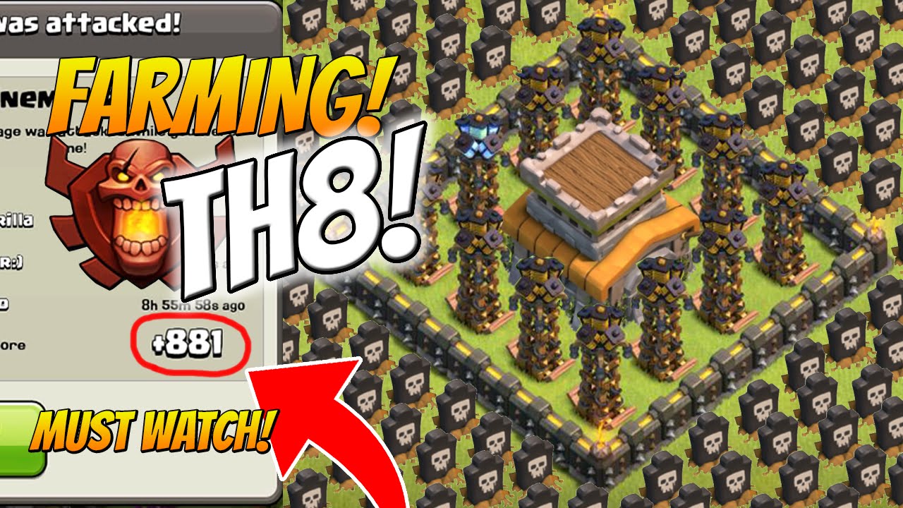 Clash Of Clans - TH8 FARMING LOOT!CRAZY FARMING BASE!!!" "MUST SEE ...