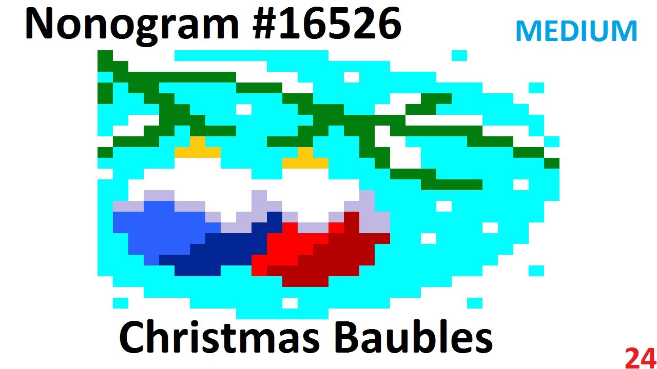 Nonogram #16526 - "Christmas Baubles" (medium) - YouTube