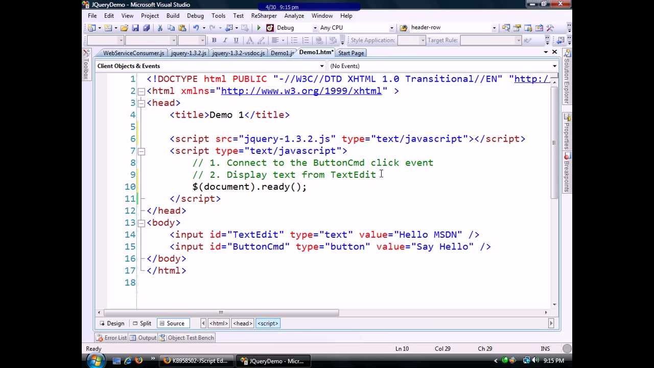 Jquery Demo Part 1 Youtube