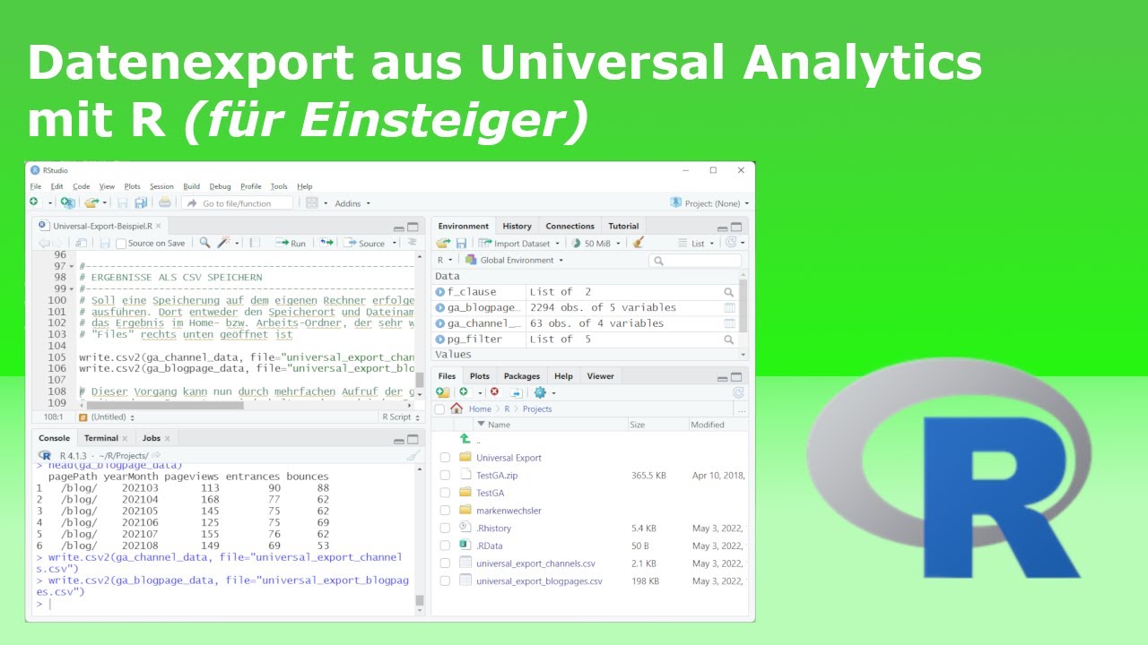 Mini-Tutorial: Datenexport aus Universal Analytics mit R & RStudio (für Einsteiger) - YouTube