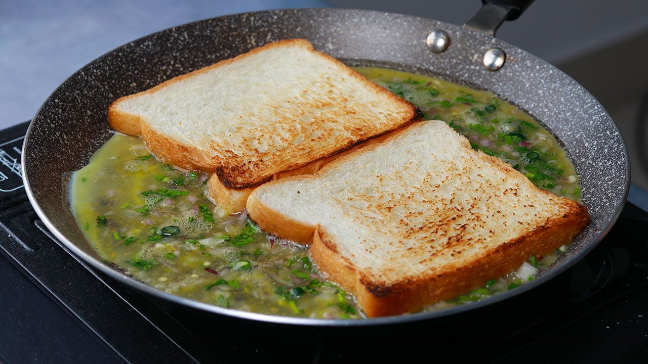 After discovering this recipe, I just want to make bread like this! Cheesy Bread Omelette - YouTube