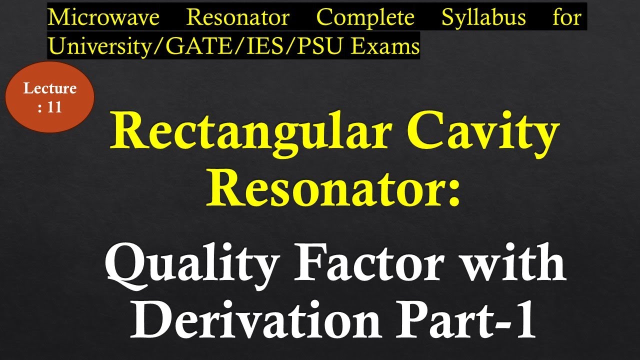 Cavity Resonators: Quality Factor with Derivation Part-1 | Resonator ...