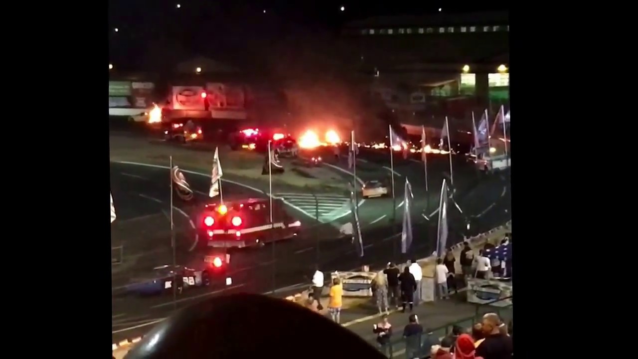 Raw video Evergreen Speedway fire from Super Late Model Race - YouTube