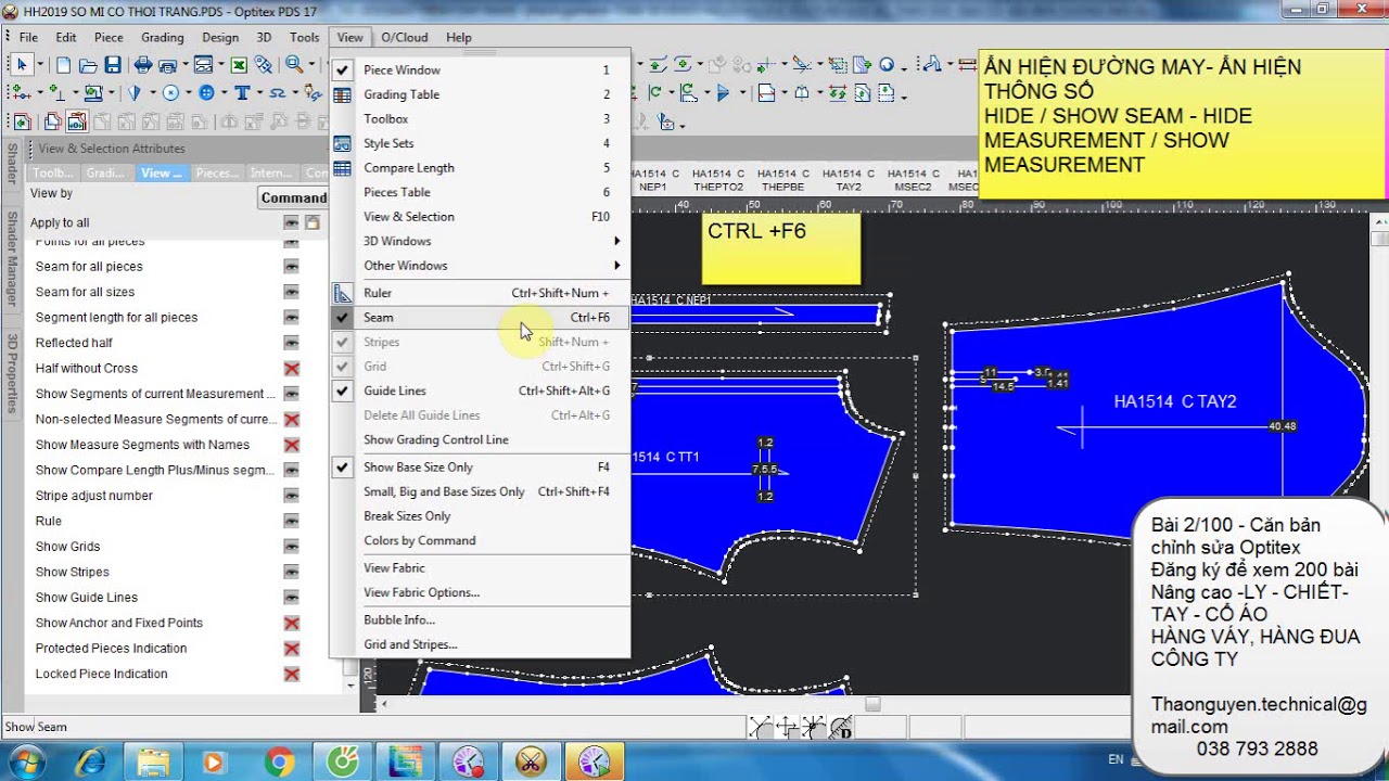 OPTITEX17 HIDE - SHOW SEAM - HIDE MEASUREMENT -SHOW MEASUREMENT - ẩn ...