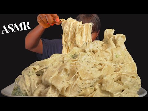 ASMR ALFREDO CREAMY CHEESY PASTA MUKBANG (NO Talking) |Slurpy Sticky Eating Sounds