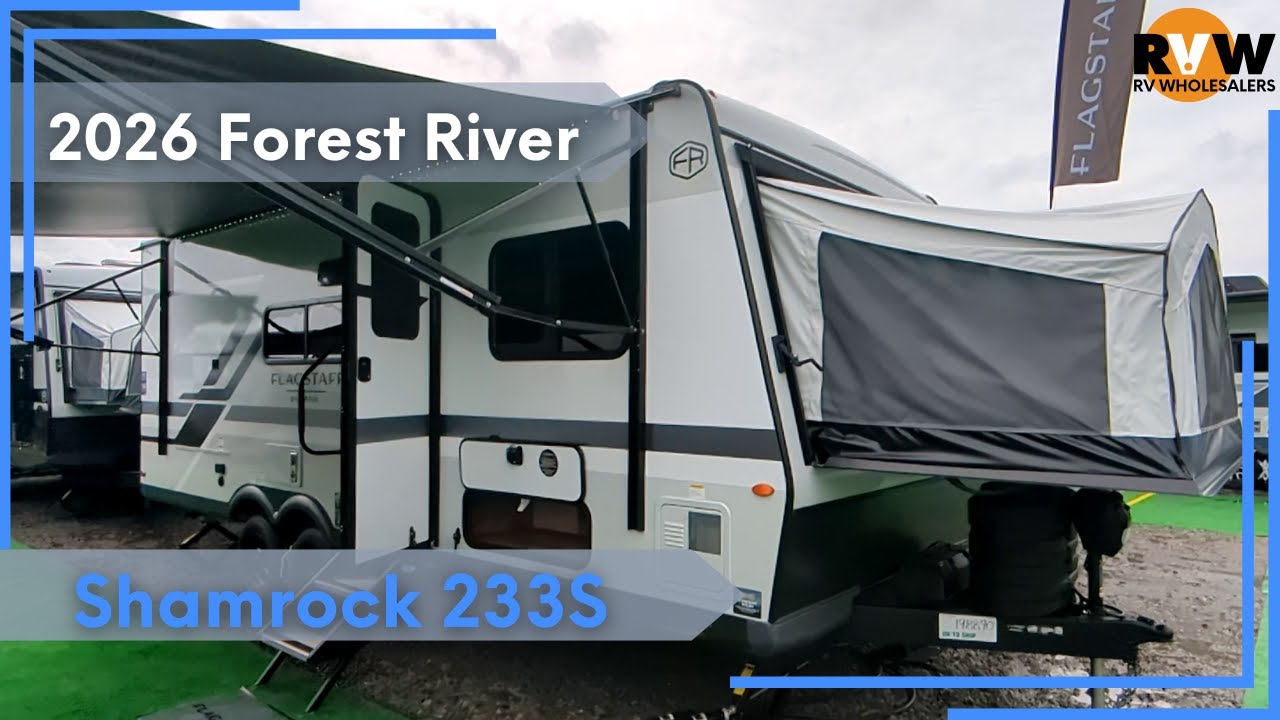 NEW Hybrid Trailer! 2026 Flagstaff Shamrock 233S Flythrough - YouTube