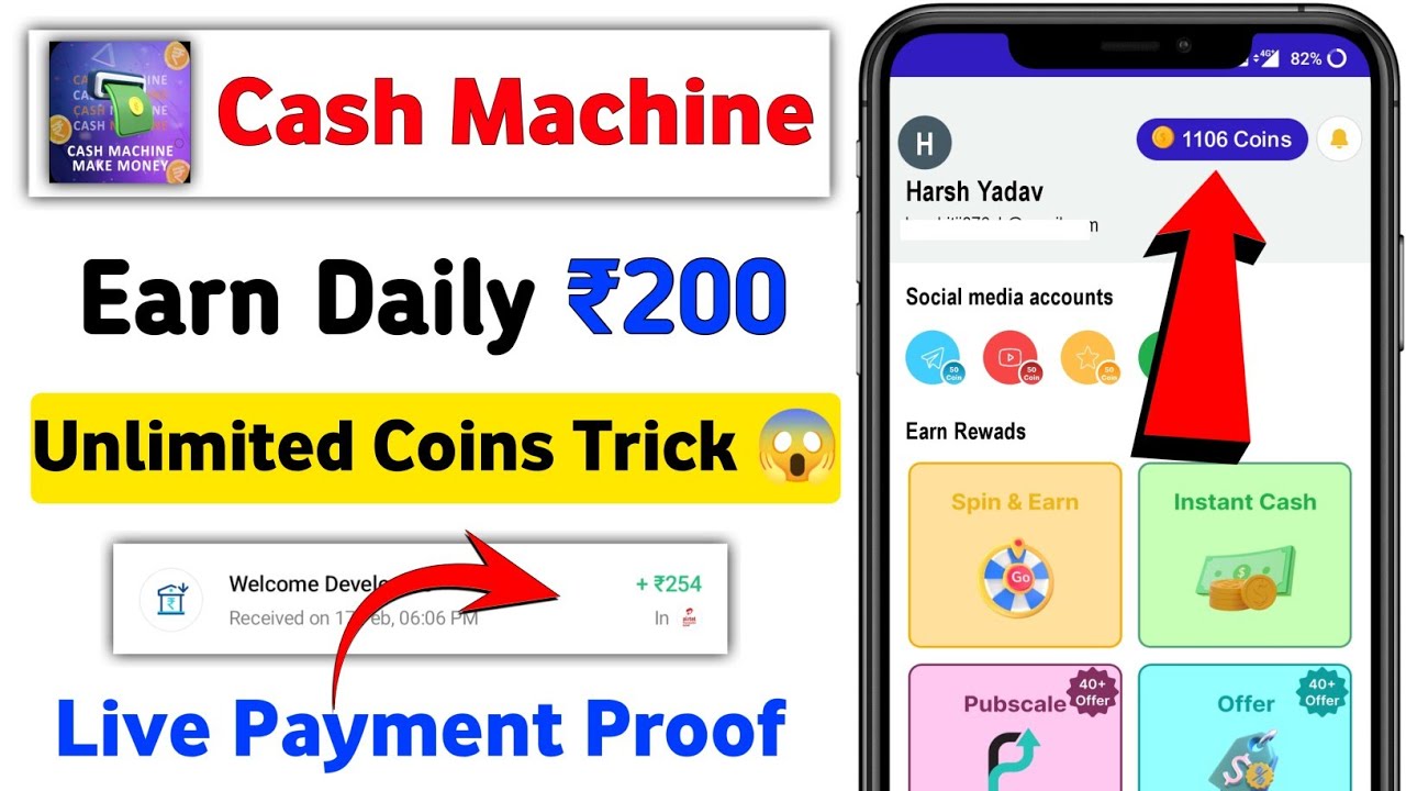 Cash Machine App Unlimited Trick || Cash Machine App payment proof ...