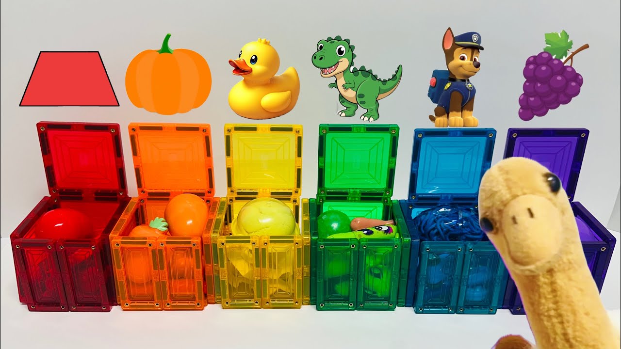 What’s in the surprise boxes? | Learn shapes, colors, & more ...