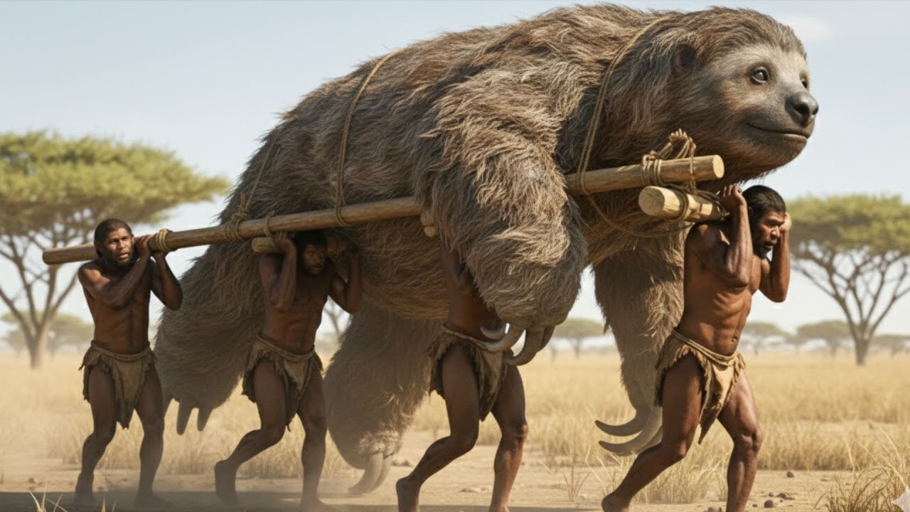 Life Million Years Ago | Prehistoric Humans vs The Giant Ground Sloth ...