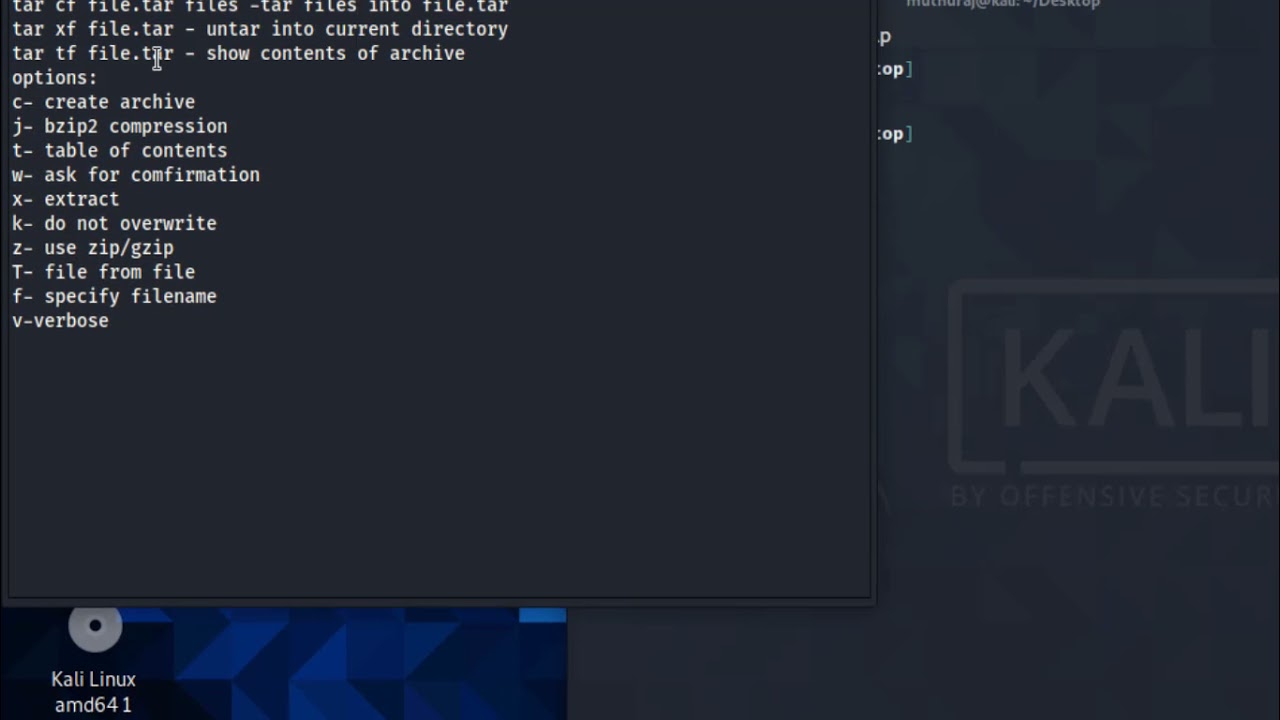 kali linux compressing commands(tar command) - YouTube
