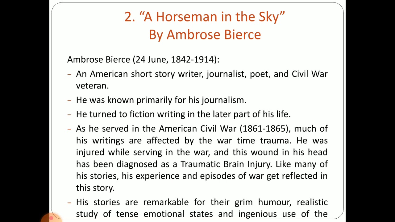 "A Horseman in the Sky" by Ambrose Bierce (Part 2) (Lecture #4) - YouTube