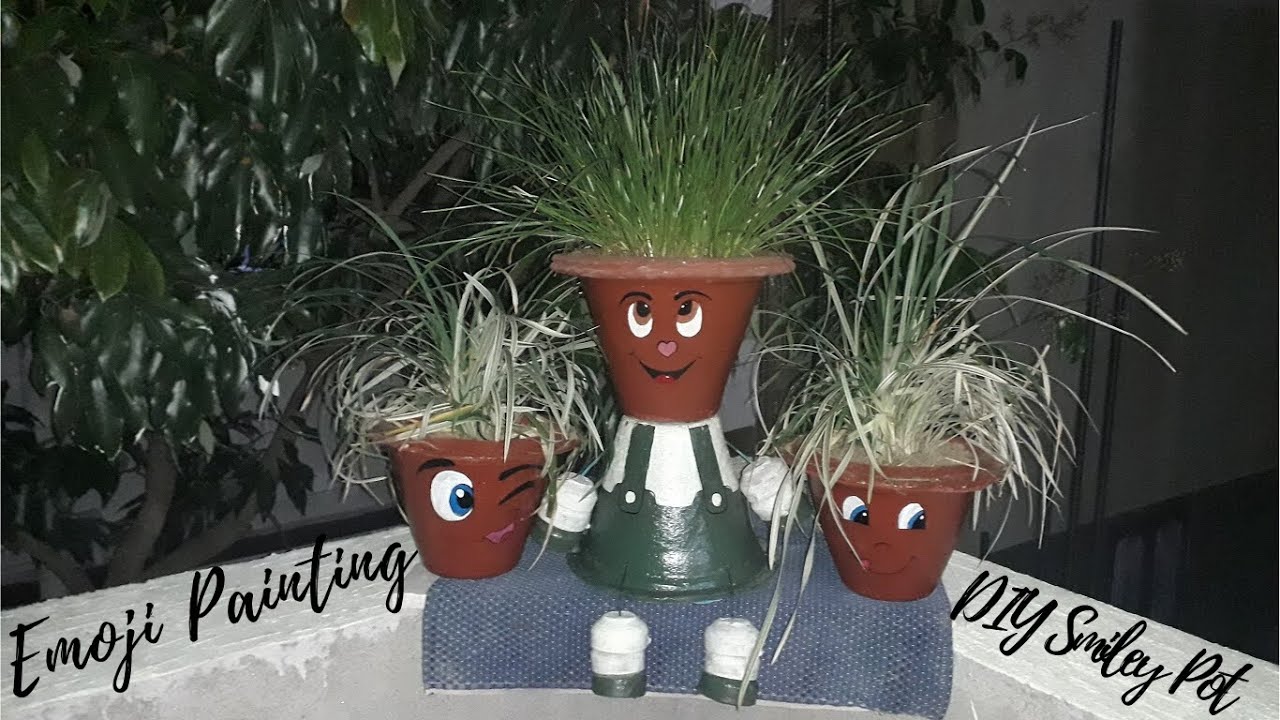 DIY Emoji Planter - HomeMade Smiley Pot Painting - YouTube