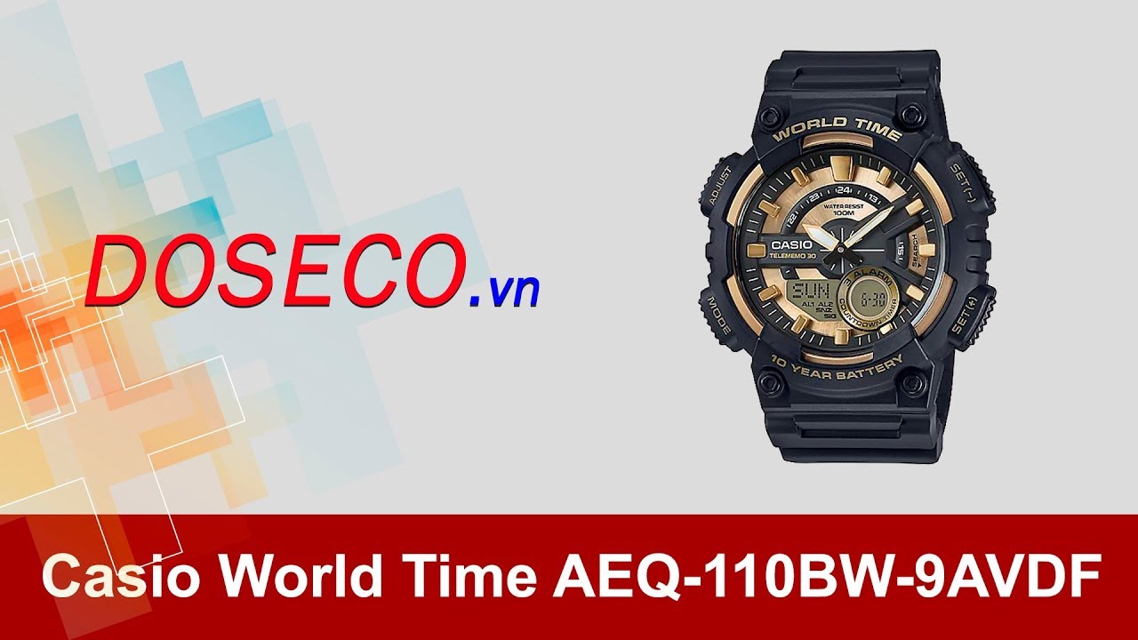 [Góc Review nhanh] #602: Đồng hồ Casio World Time AEQ-110BW-9AVDF - YouTube