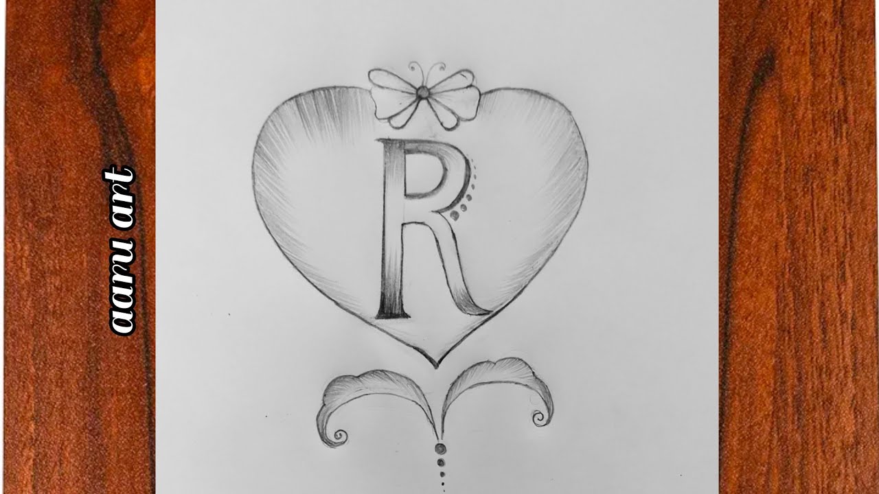 how to draw R latter with heart easy - YouTube