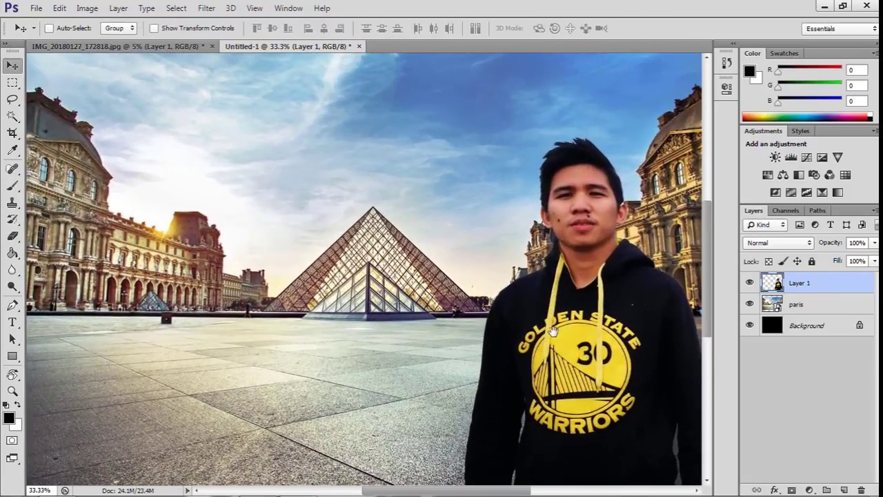 Background replacement tutorial using Adobe Photoshop - YouTube
