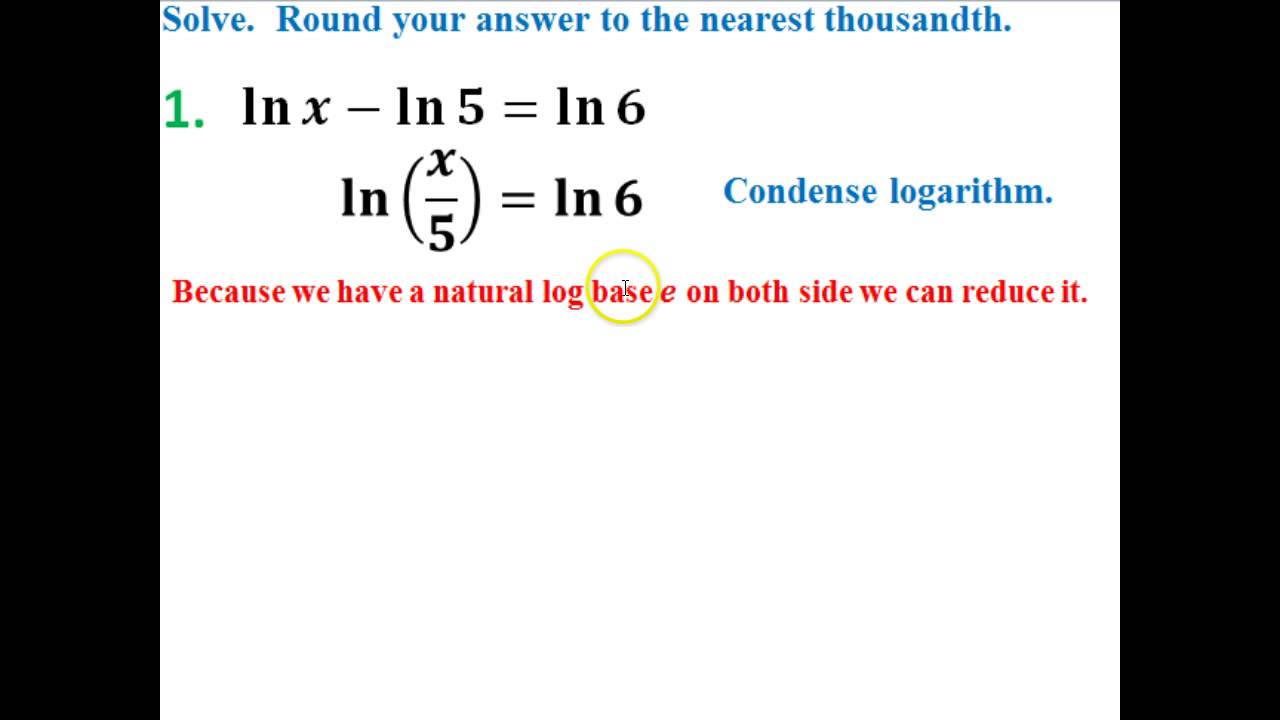 Natural Logarithm Equation 4 YouTube Natural Logarithm Equation 4 YouTube