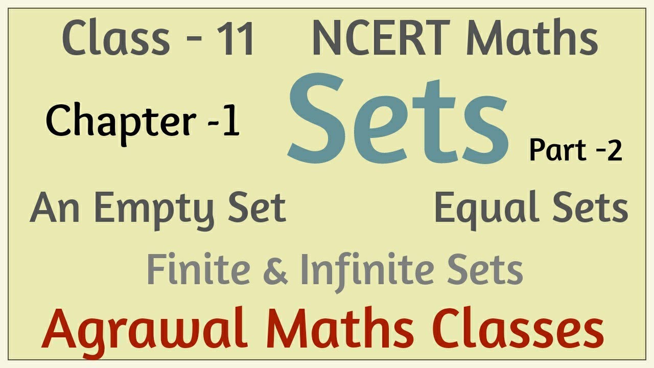 Sets I An Empty Set I Finite And Infinite Sets I Equal Sets I Class11 I Chapter 1 I Cbse I Ncert