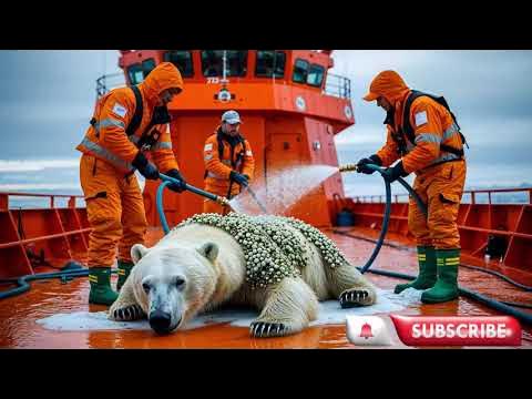 A polar bear injured by millions of barnacles was successfully rescued by a rescue team( - YouTube