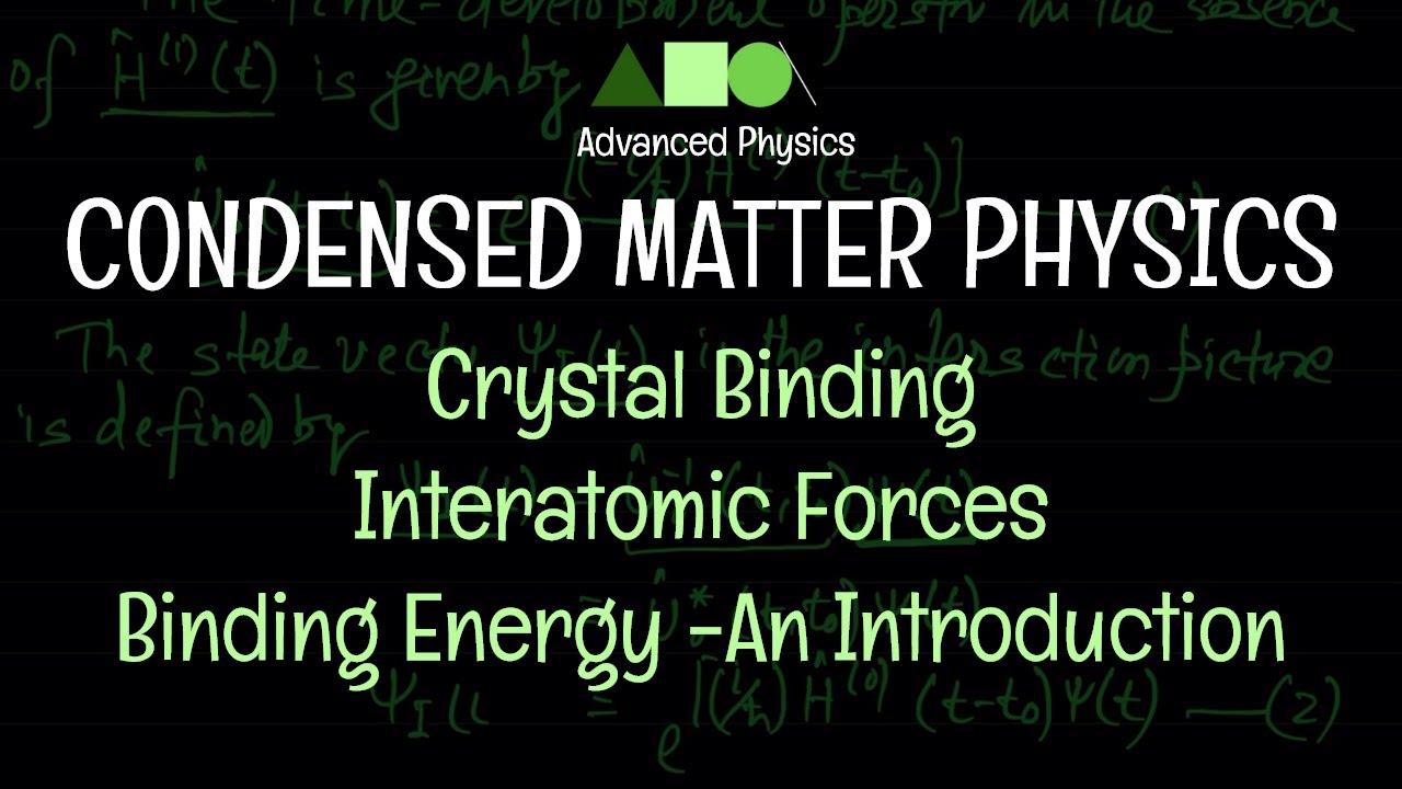 Condensed Matter Physics - Crystal Binding : Interatomic Forces/ Binding Energy -An Introduction ...