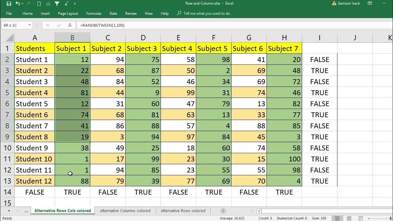 EXCEL: How to color Alternative Rows & Columns of Table using conditional formatting, iseven ...