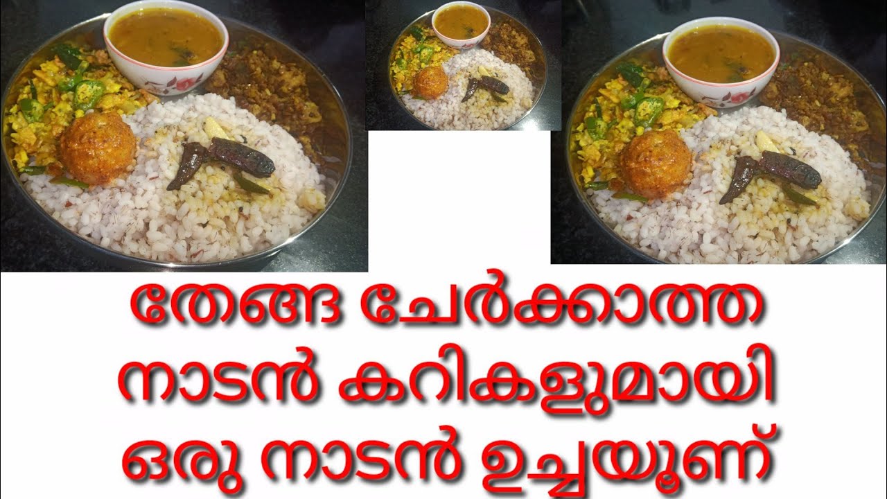 തേങ്ങ ചേർക്കാത്ത കറികളുമായി ഉച്ചയൂണ് | Veg Lunch Malayalam |Easy Lunch ...